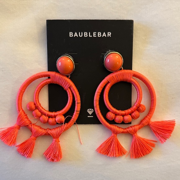 BaubleBar | Jewelry | Baublebar Vibrant Coral Hoop Earrings | Poshmark